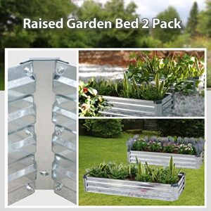 HANPIU Raised Garden Bed 2 Pack Galvanized Raised Garden Beds Outdoor for Vegetables Herbs Gardening Flowers Bed Raised Planter Box - Metal Raised Garden Bed Kit Small - 4x1.5x1ft