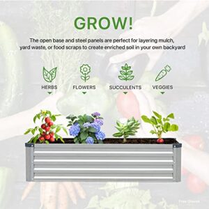 HANPIU Raised Garden Bed 2 Pack Galvanized Raised Garden Beds Outdoor for Vegetables Herbs Gardening Flowers Bed Raised Planter Box - Metal Raised Garden Bed Kit Small - 4x1.5x1ft