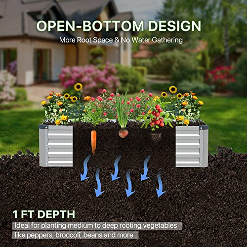 HANPIU Raised Garden Bed 2 Pack Galvanized Raised Garden Beds Outdoor for Vegetables Herbs Gardening Flowers Bed Raised Planter Box - Metal Raised Garden Bed Kit Small - 4x1.5x1ft