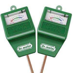 soil moisture meter, 2 packs soil test kit for garden lawn farm indoor & outdoor use – dr.meter soil tester hygrometer sensor for plant care – plant water meter-no battery needed, gardening gifts