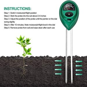 iPower Soil pH Meter, 3-in-1 Tester Kit for Moisture, Light & pH for Home and Garden, Lawn, Farm, Plants, Herbs Tools, Indoor/Outdoor Plant Care