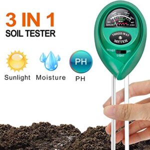 iPower Soil pH Meter, 3-in-1 Tester Kit for Moisture, Light & pH for Home and Garden, Lawn, Farm, Plants, Herbs Tools, Indoor/Outdoor Plant Care