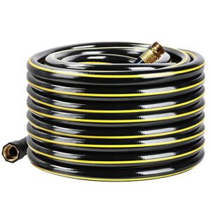 solution4patio homes garden hose no kink 5/8 in. x 25 ft. black water hose, no leaking, heavy duty, high water pressure, male/female brass fittings 12 year warranty #h155b10-us