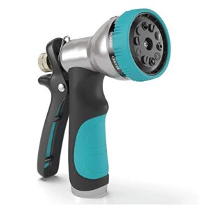 heavy duty garden hose nozzle hand sprayer with 9 adjustable spray patterns heavy-duty metal water hose spray nozzle – high pressure | rear trigger control suitable for car wash,watering lawn & garden