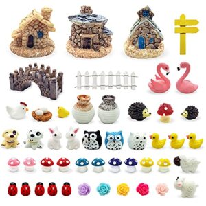 dracarys selected 50 pieces fairy garden accessories, fairy garden kit, fairy garden animals, miniature figurines, micro landscape ornaments kit, garden diy kit, environmental resin