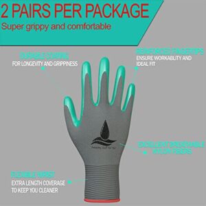 Garden Gloves Women and Men 2 pairs, Super Grippy Texture for Gardening and Work Activities - S,M,L Sizes (Medium)