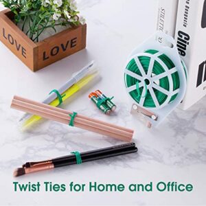 Rainbow Color 328 Feet (100m) Garden Plant Twist Tie with Cutter, Tie Wire Reel for Home and Office, Multifunctional Twist Ties (Green)