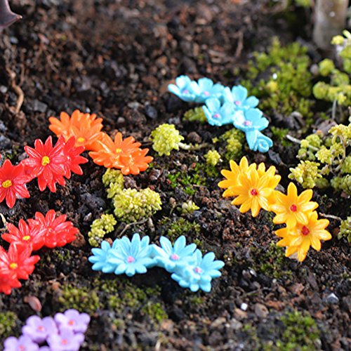 DatingDay 15 Pcs Tiny Miniature Flower Moss Bonsai DIY Crafts Fairy Garden Landscape Decor (Random Color)