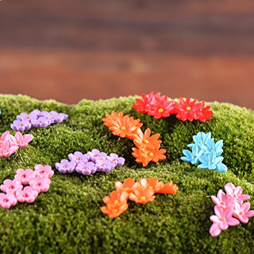 DatingDay 15 Pcs Tiny Miniature Flower Moss Bonsai DIY Crafts Fairy Garden Landscape Decor (Random Color)