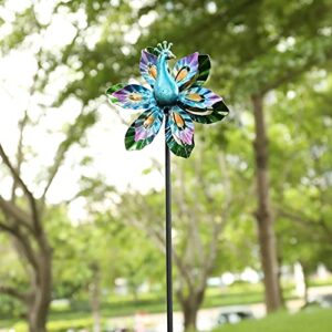 Wind Spinners Outdoor Metal- 2 Pack Peacock Wind Spinner Wind Sculpture Garden Outdoor Lawn Decor 31’’ H 5.5’’ W