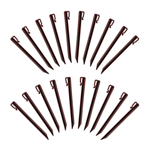 MTB 20-Pack-10 Inch Heavy Duty Plastic Edging Nails, Archoring Stakes for Edging & Terrace Board, Brown