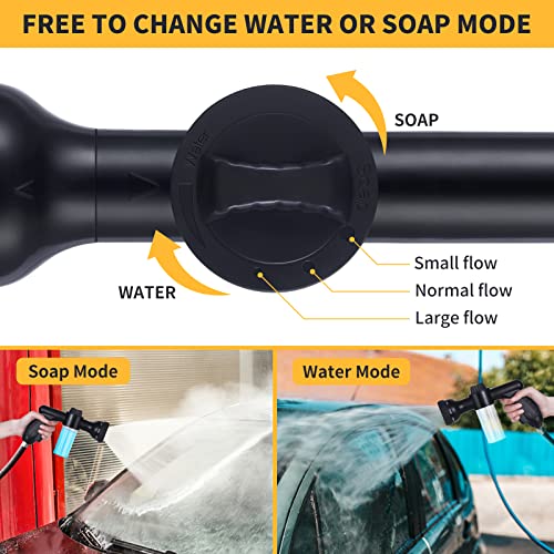 Garden Hose Nozzle, Hose Soap Sprayer Attachment, Car Wash Hose Sprayer With Soap Dispenser Bottle & Dog Rubber Comb Brush, Dog Bathing Sprayer for Pet Showering, Car Washing, Watering Plants, Patio