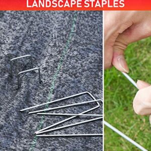 Decorlife 100-Pack Landscape Staples, 6-Inch 11 Gauge Galvanized Garden Staples with Sharp Ends, Anti-Rust & Heavy-Duty, Ideal for Anchoring Weed Barrier Fabric, Irrigation Line