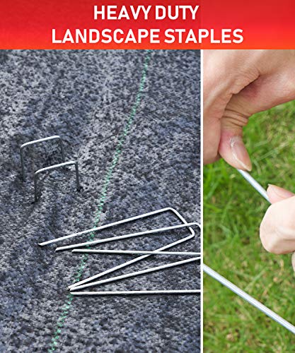 Decorlife 100-Pack Landscape Staples, 6-Inch 11 Gauge Galvanized Garden Staples with Sharp Ends, Anti-Rust & Heavy-Duty, Ideal for Anchoring Weed Barrier Fabric, Irrigation Line