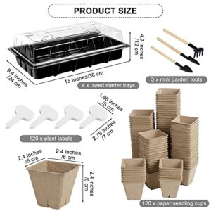 Aodaer 247 Pack Seed Starter Kit Including Peat Pots for Seedlings Seed Starter Tray with Plant Labels, Tool, Plastic Growing Trays Germination Tray Paper Seedling Cups for Indoor Outdoor Garden