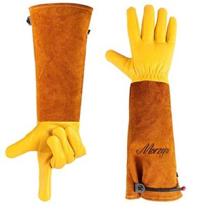 gardening gloves for men & women, rose pruning gloves, adjustable cuff – long thorn proof gardening gloves, garden gifts & tools for gardener, breathable leather garden gloves, long yard work gloves