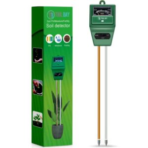 toolbay soil moisture meter – great for house plants and indoor garden measures light ph and moisture test kit – indoor & outdoor use (green)