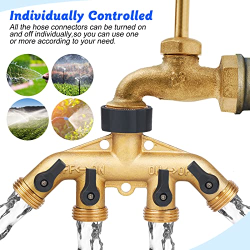 Garden Hose Splitter 4 Way Heavy Duty Brass Connector Tap Splitter (4WAY)