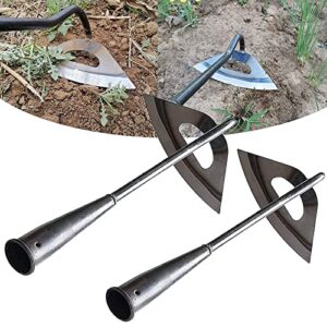 2pcs gardening hand tools hoe, durable all-steel hardened hollow hoe, sharp garden edger weeder,hoe garden tool hand shovel weed puller accessories for backyard weeding, loosening, farm planting