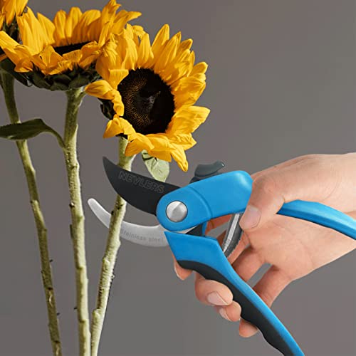 Nevlers 8" Bypass Pruning Shears for Gardening | Garden Shears with Stainless Steel Blades & 8mm Cutting Capacity| Professional Garden Scissors | Heavy Duty Gardening Hand Tools |Blue Gardening Shears