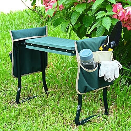 KVR Upgraded Garden Kneeler and Seat with Thicken & Widen Soft Kneeling Pad,Heavy Duty Foldable Gardener Stool with 2 Tool Pouches ,Gardening Gifts for Women Mom Men Seniors¡­…