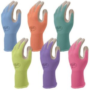 6 pack showa atlas nt370 atlas nitrile garden gloves – medium (assorted colors)