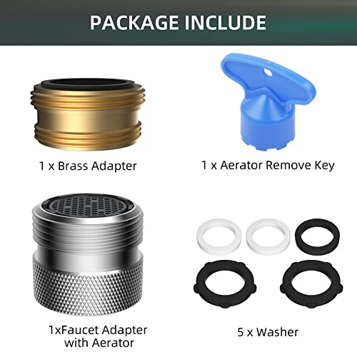 iFealClear Brass Garden Hose Adapter Kit with Female Aerator, Faucet to Hose Adapter with Extra Brass Faucet Thread Adapter, Hose Adapter Connect from Faucet to Garden Hose Female to Male, Chrome