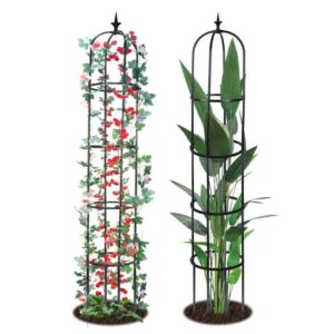 garden trellis for climbing plants, tower obelisk garden trellis 6.5ft tall plant support vine supports plant tower for climbing vines and flowers stands 2 pack