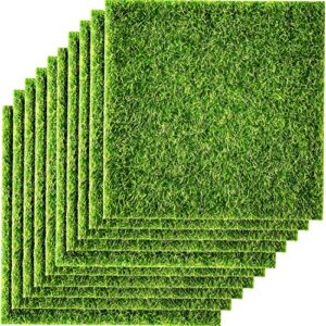 mudder 10 pieces artificial garden grass fairy grass lawn miniature ornament garden dollhouse diy simulation moss craft for garden dollhouse decor, 6 x 6 inches