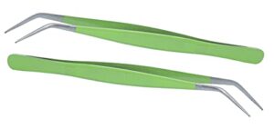 hadiz stainless steel garden tweezer two piece set with curved tip tweezers for cactus and succulents gardening