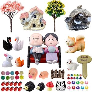 yasowdkel fairy garden accessories, 61 pcs miniatures for fairy garden decorations set,micro landscape ornaments kit,fairy garden animals,garden diy kit