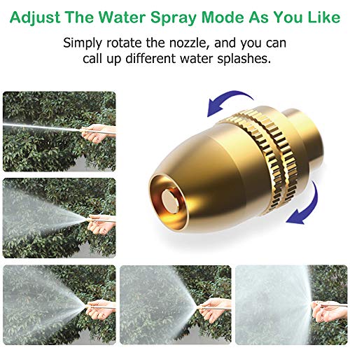 Garden Hose Nozzle Heavy Duty Brass Metal Sprayer Nozzle High Pressure Spray Gun 360° Rotaing Water Adjustmen for Car Washing, Outdoor Gardening, Pets Shower, Patio Cleaning