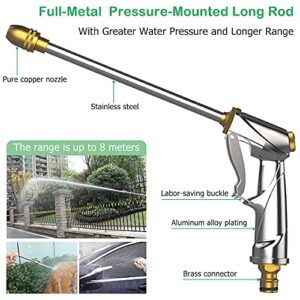 Garden Hose Nozzle Heavy Duty Brass Metal Sprayer Nozzle High Pressure Spray Gun 360° Rotaing Water Adjustmen for Car Washing, Outdoor Gardening, Pets Shower, Patio Cleaning