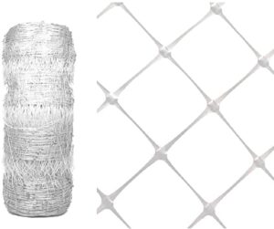 dl wholesale vineline trellis netting garden plant plastic trellis net roll for climbing plants grow support fruits vegetables, white, 5 ft x 30′