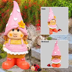 nezababy 2PCS Funny Garden Gnome Outdoor Decoration Statue Naughty Couple Sculpture Decor for Indoor Lawn Yard Patio Ornaments Resin (Gnome Girl)