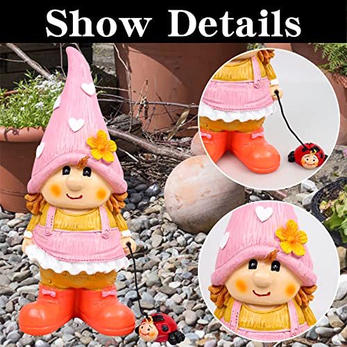 nezababy 2PCS Funny Garden Gnome Outdoor Decoration Statue Naughty Couple Sculpture Decor for Indoor Lawn Yard Patio Ornaments Resin (Gnome Girl)