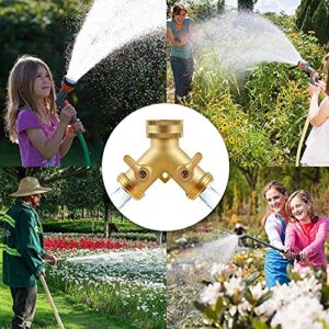 Garden Hose Splitter 2 Way, Heavy Duty Brass Hose Connector Tap Splitter for Outdoor Gardening Hoses, Plus 2 Extra Rubber Washers