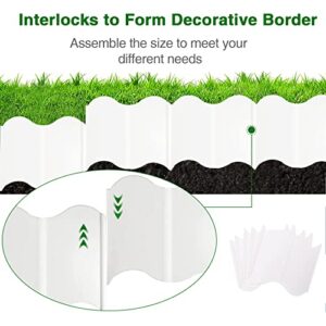 EEOCWF Garden Edging Border, Garden Landscape Edging Borders, 20pcs Plastic Garden Fence Edging, Interlocking Landscaping Edging, Flexible Lawn Edging Flower Bed Border, for Outdoor Patio Pathway