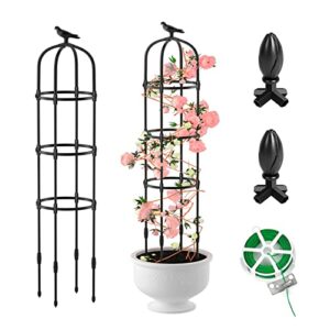 cke new 2 pack garden obelisk trellis for climbing plants outdoor, 6 ft tall rustproof metal plant trellis support tower obelisk garden trellis for potted climbing flower vegetable vine indoor outdoor