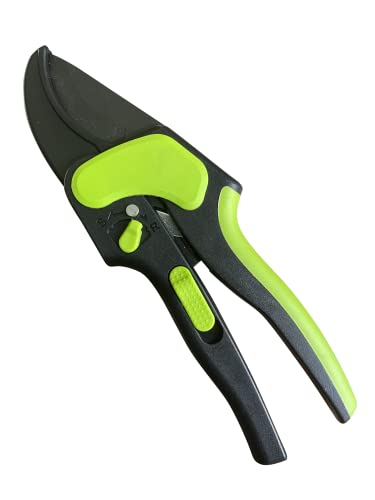 Garden Guru 2 in 1 Ratchet Pruning Shears for Weak Hands - Professional Ratcheting Garden Pruners Clippers - Ergonomic Shock Absorbing Grip - Makes Tough Cuts Easy - Great for Seniors