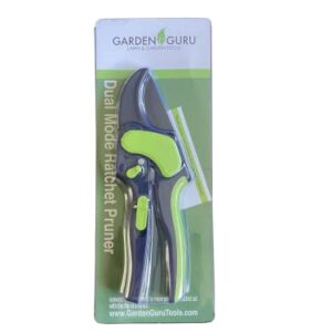 Garden Guru 2 in 1 Ratchet Pruning Shears for Weak Hands - Professional Ratcheting Garden Pruners Clippers - Ergonomic Shock Absorbing Grip - Makes Tough Cuts Easy - Great for Seniors