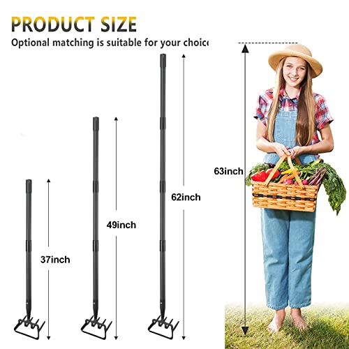 BsBsBest Hoe Garden Tools, Gardening Tools for Weeding, Stirrup Hoe Long Handle for Yard Weed Puller, Scuffle Hula Adjustable Weeding Loop Hoe for Lawn, Vegetable, Soil, Planting 37-49 Inch, Black