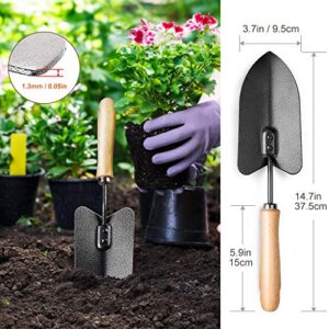 MOSFiATA Gardening Tools Set, 3 Pcs Garden Tools Set, High Carbon Steel Heavy Duty Gardening Tools Kit Includes Hand Trowel, Transplant Trowel and Cultivator Hand Rake, Gardening Gifts for Women Men