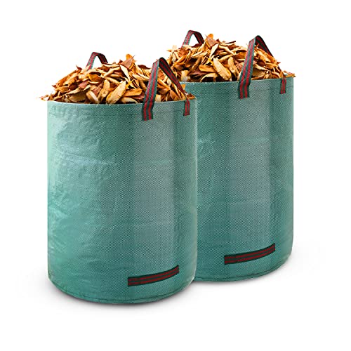 Garnen 72 Gallon Garden Waste Bags (2 Pack), Heavy Duty Reusable/Collapsible Leaf Basket Bags with 4 Reinforced Handles for Lawn Yard Pool Plant Trash Trimming Gardening Containers