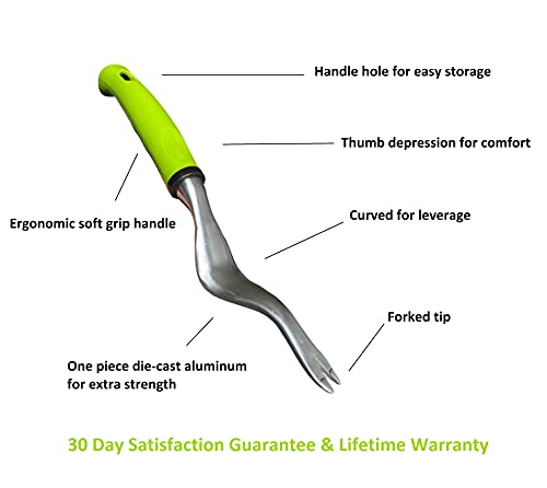 Garden Guru Hand Weeder Tool with Ergonomic Handle - Weed Puller for Planting, Weeding, Flower and Vegetable Care in Lawn Garden Yard | Rust Resistant