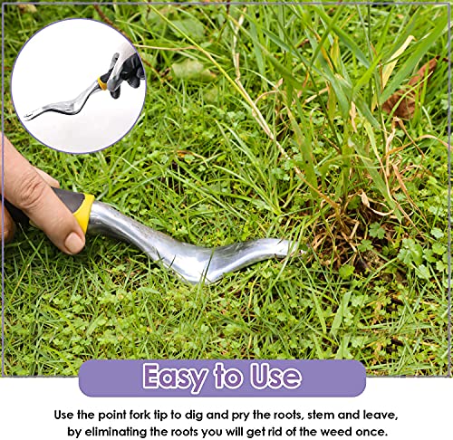 Weed Puller Tool Hand Weeder - Weeding Tools for Garden Weed Removal Tools Hand Manual Bend-Proof Tools for Garden Dandelion Removal Tool Grandpas Weeder (2 Pieces Yellow)