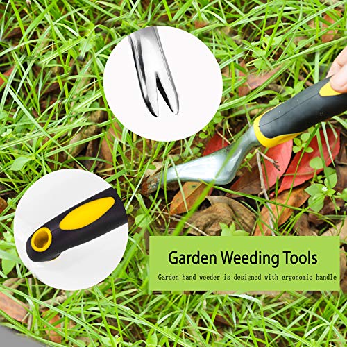 Weed Puller Tool Hand Weeder - Weeding Tools for Garden Weed Removal Tools Hand Manual Bend-Proof Tools for Garden Dandelion Removal Tool Grandpas Weeder (2 Pieces Yellow)