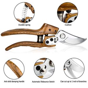 Professional Sharp Pruners, Garden Pruners, Tree Trimmers Secateurs, Bypass Pruning Shears, Secateurs, Hand Pruner, Garden Shears, Gardening Shears Clippers for Plants, Gardening Cutter (Wood Grain)