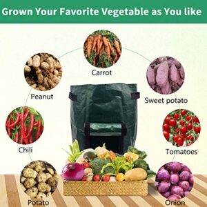 10 Gallon Plant Grow Bags-3 Packs, Fabric Grow Pots for Strawberry Potato Tomato Carrot & Other Vegetable, Heavy Duty Thickened Garden Growing Bags with Window and Handles (Dark Green)