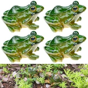 4 pieces miniature frog statue, outdoor garden frog figurines decoration, mini cute frog figures for patio yard micro landscape fairy garden ornaments